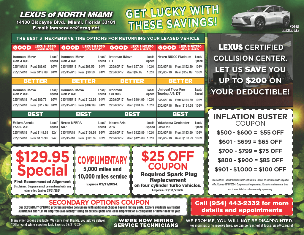 Auto Service Specials | Lexus of North Miami | Miami FL.