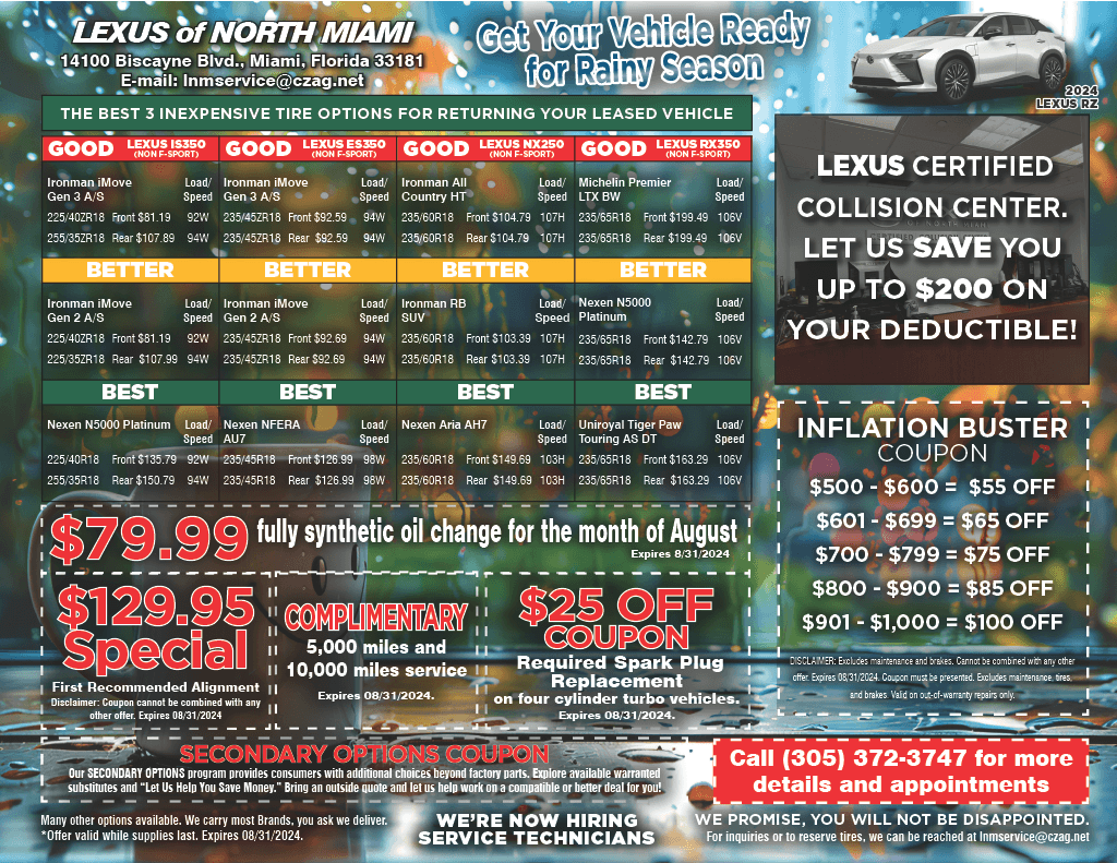 Auto Service Specials | Lexus of North Miami | Miami FL.